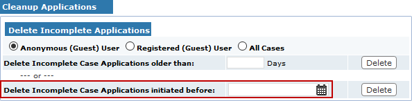 Remove Incomplete Applications