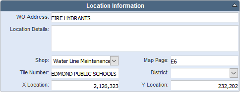 Location Information Panel Fields