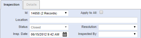Inspection Tab Fields