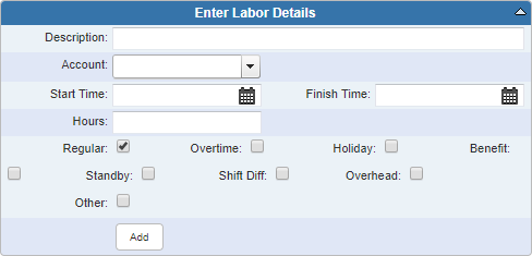 Labor Details Panel Fields