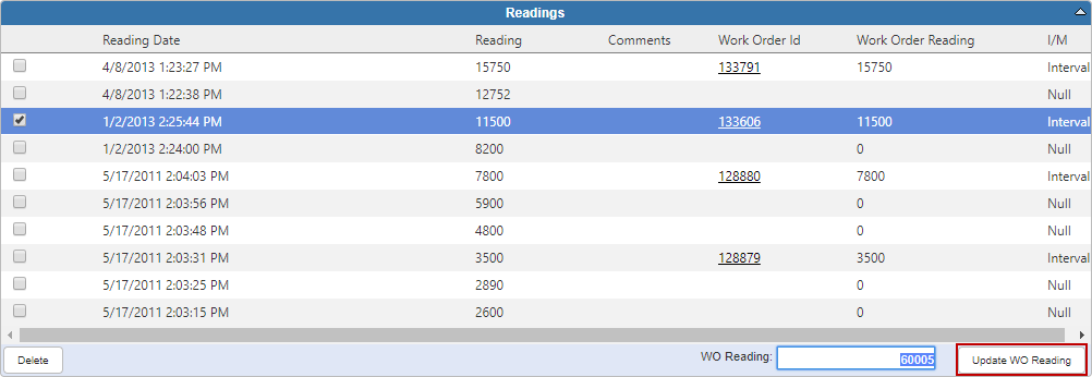 Update an Asset Reading