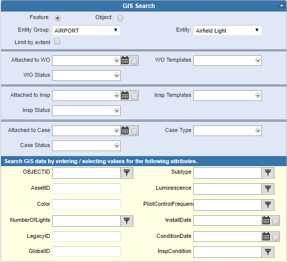 GIS Search Panel Fields