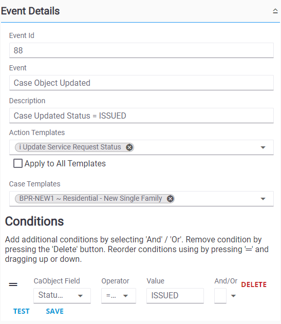 Add or Edit an Action Event