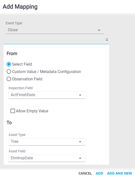 Add an Inspection Template Asset Mapping