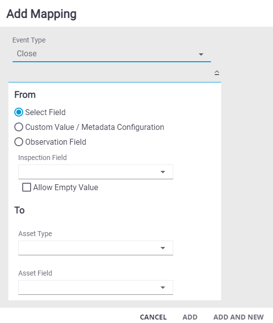 Add an Inspection Template Asset Mapping