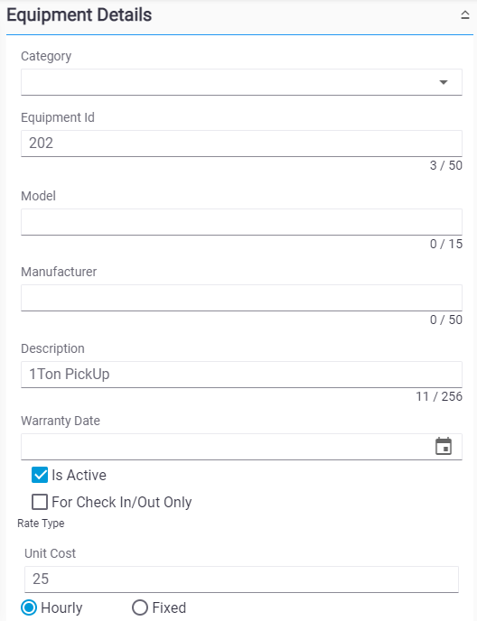 Add or Edit Equipment