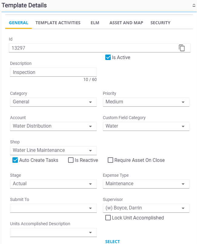 Add or Edit a Work Order Template