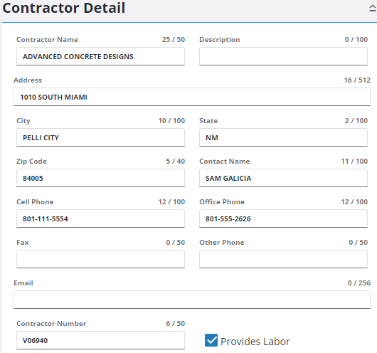 Add or Edit a Contractor