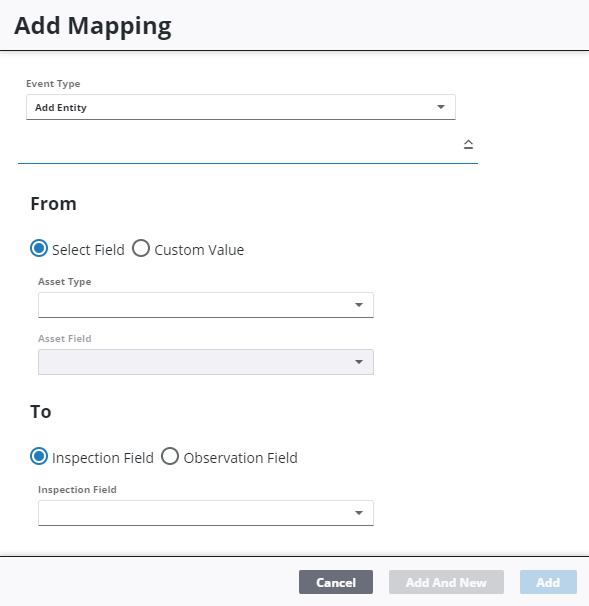 Add an Inspection Template Asset Mapping