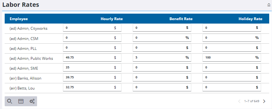 Configure Labor Rates for Multiple Employees