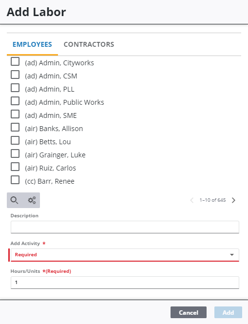 Add Labor to Material