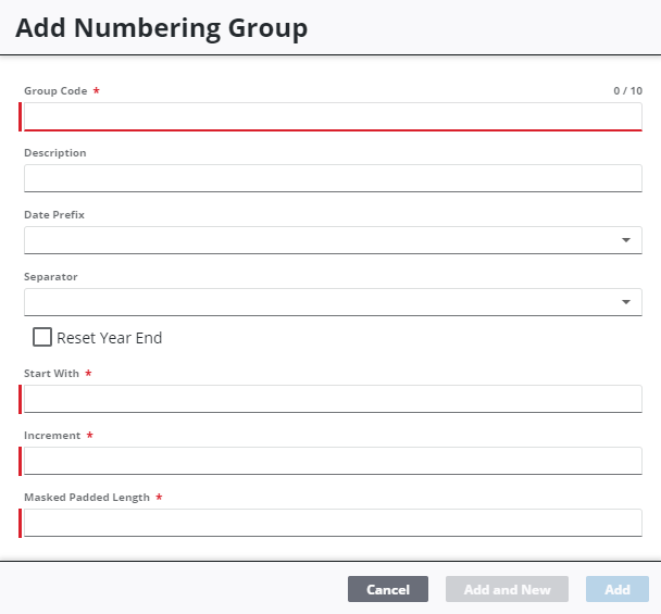Add a Numbering Group