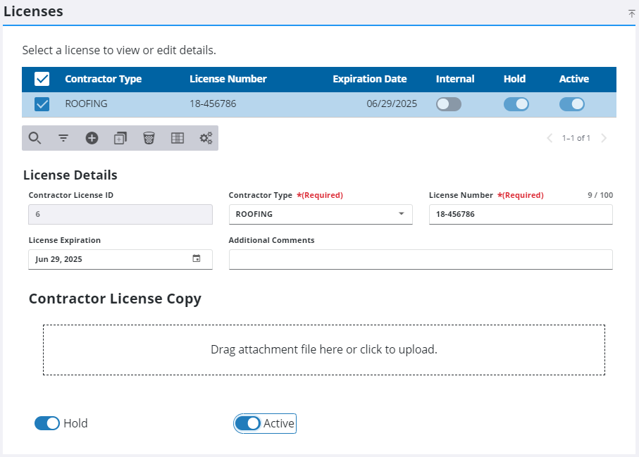 Edit a Contractor License