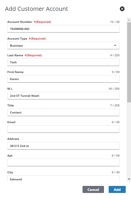 Add or Edit a Customer Account