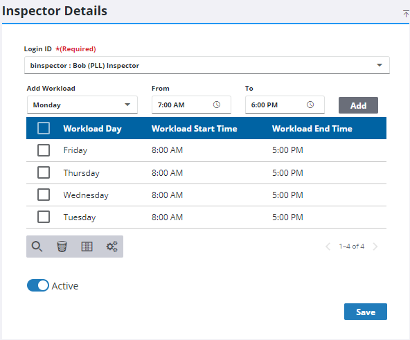 Configure an Inspector's Schedule