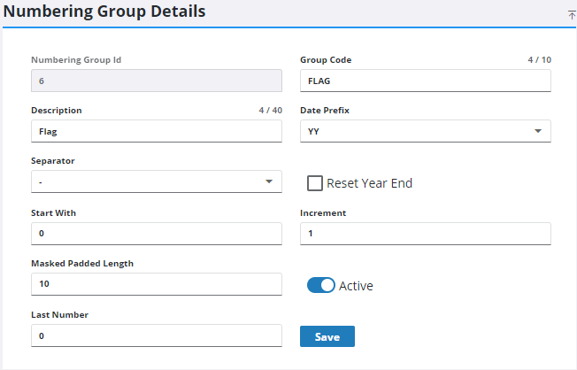 Edit a Numbering Group