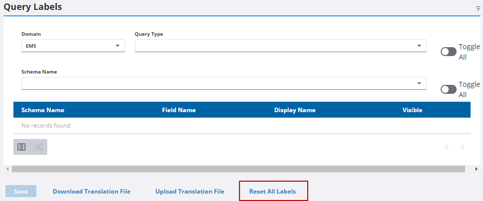 Reset Customized Query Labels