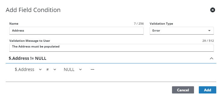 Add or Edit a Field Condition