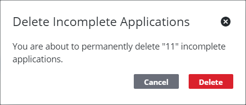 Remove Incomplete Applications