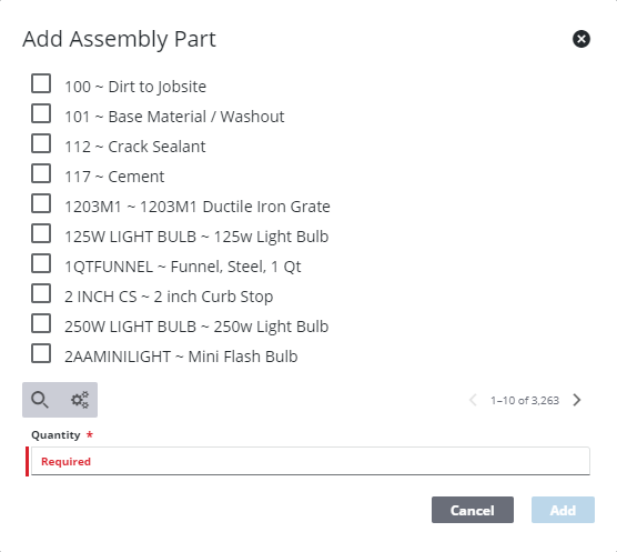 Add Assembly Parts to Material