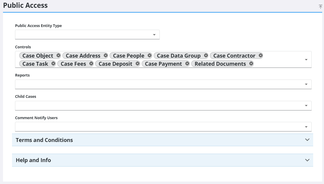 Configure Public Access Options on a Case Template