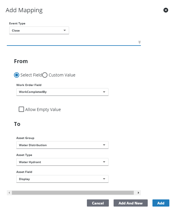 Add Work Order Template Asset Mapping