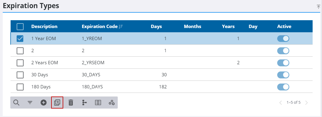 Clone an Expiration Type