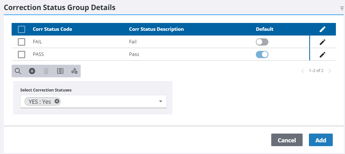 Add a Correction Status to a Checklist Status Group