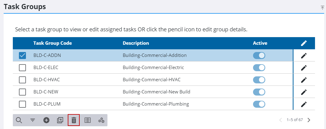 Remove a Task Group