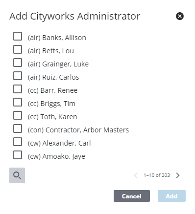 Add or Edit a Cityworks Admin