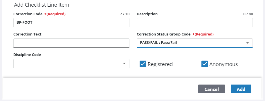 Add a Checklist Line Item
