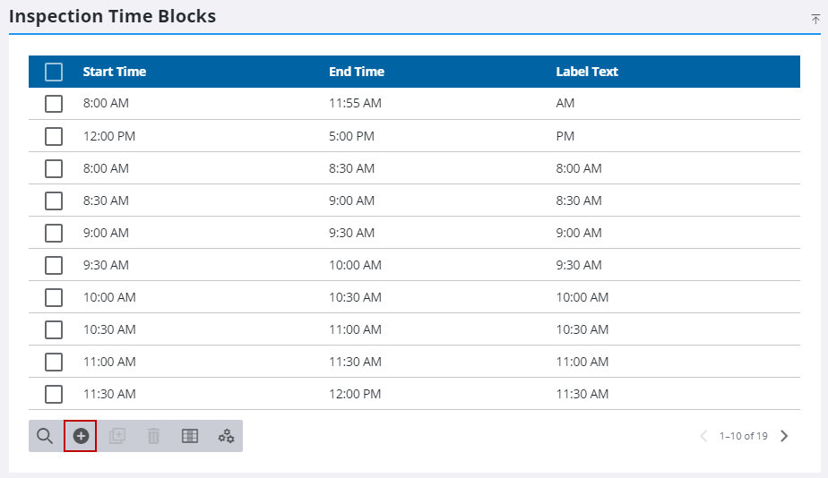 Add an Inspection Time Block