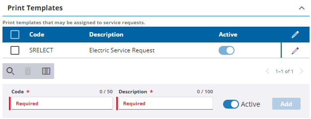 Add Print Templates for a Service Request