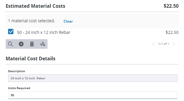 Add Material to a Work Order Template