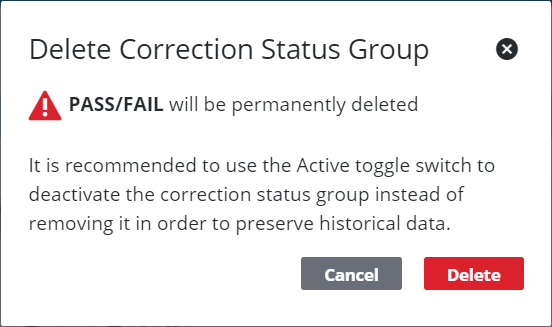 Remove a Checklist Status Group