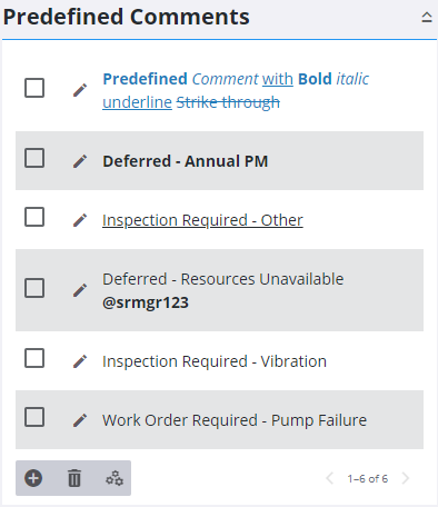 Add or Edit Predefined Comments for a Work Order Category