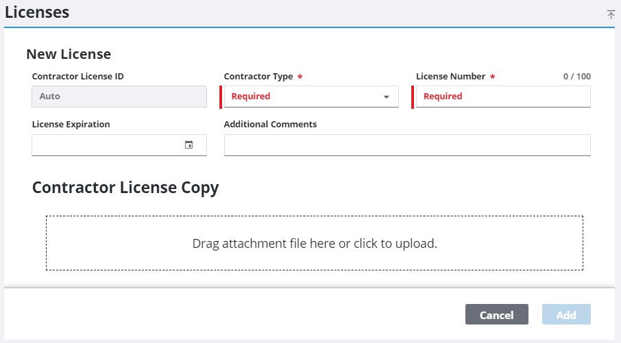 Add a Contractor License