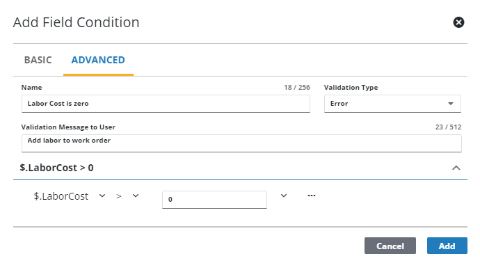 Add or Edit a Field Condition