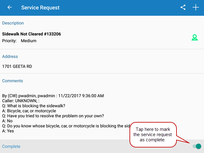 Complete a Service Request