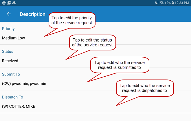 Edit Service Request Fields