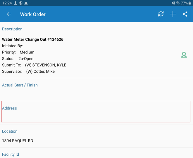 Update the Work Order Address