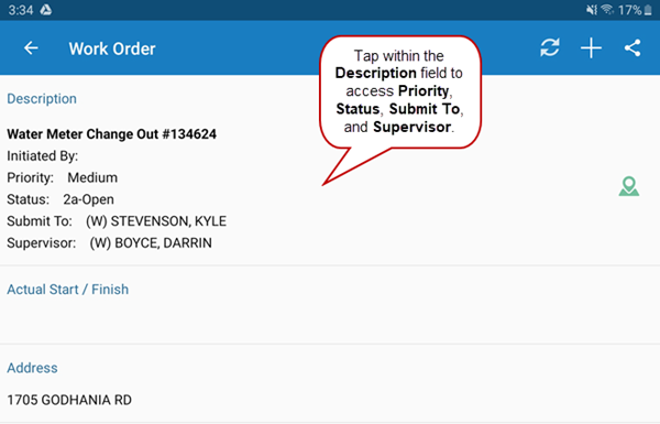 Edit Work Order Fields