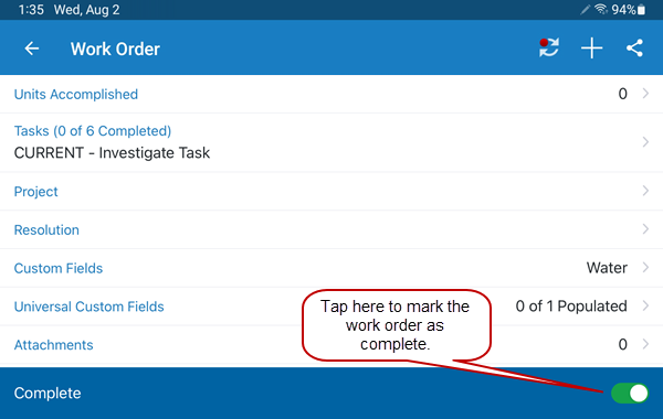Complete a Work Order