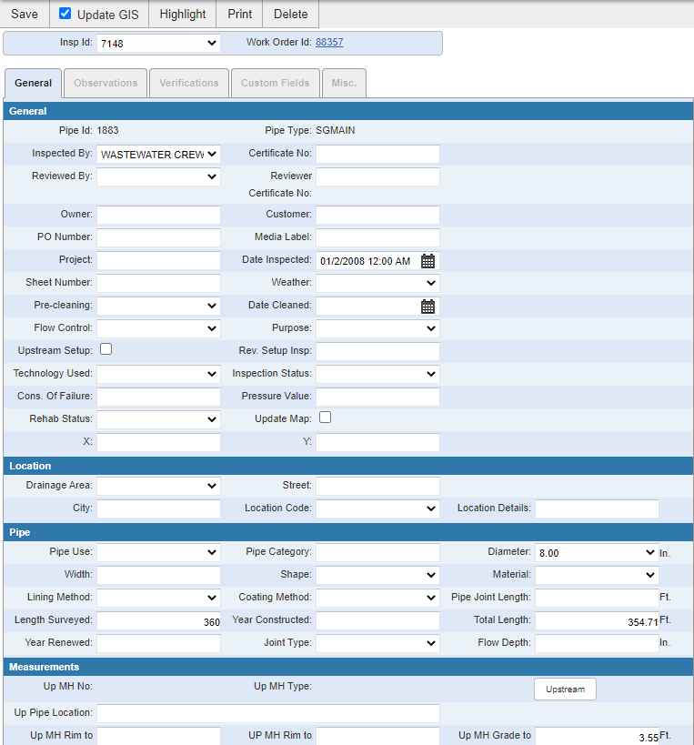 Import PACP Inspection Data