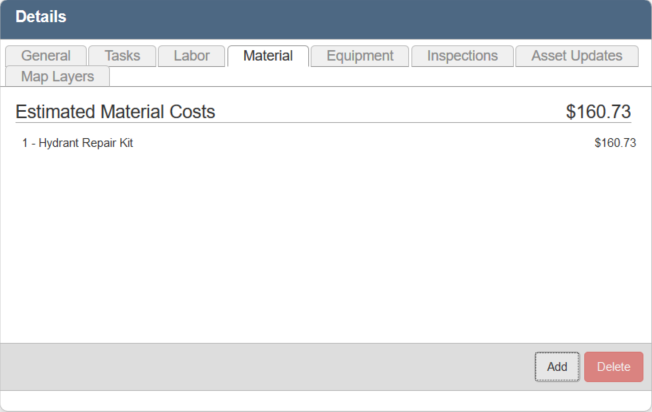 Add Material to a Work Order Template