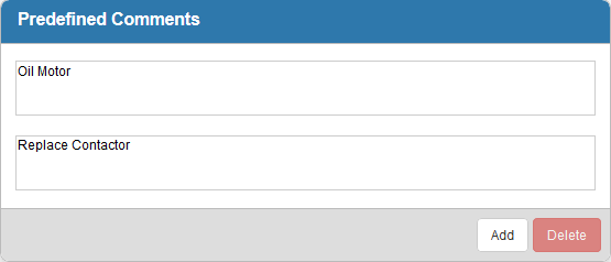 Add or Edit Predefined Comments for a Work Order Category
