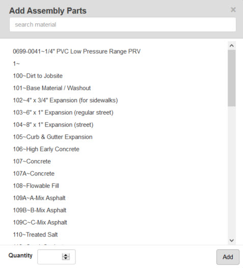 Add Assembly Parts to Material