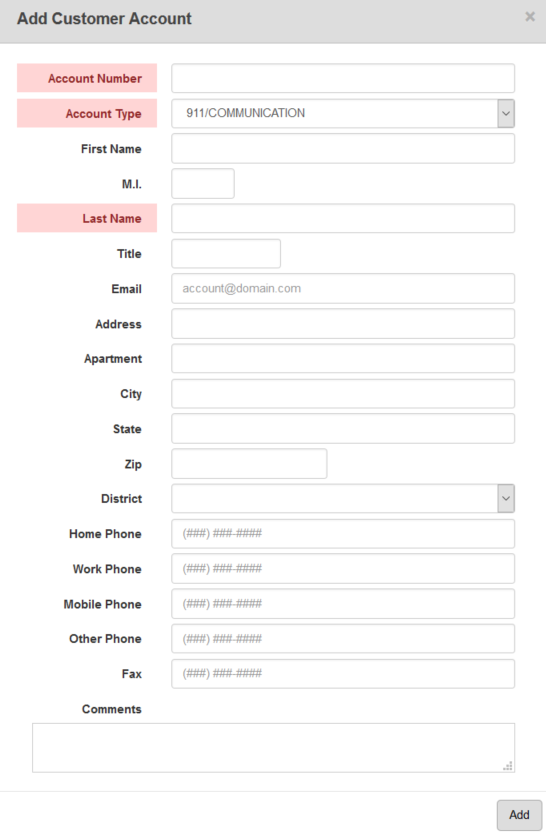 Add or Edit a Customer Account