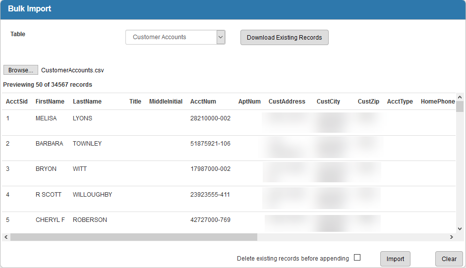 Import Customer Accounts
