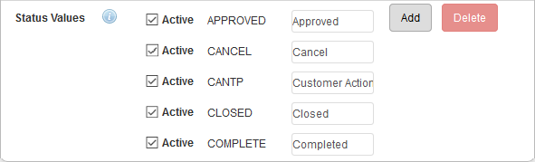 Add Status Values For A Service Request